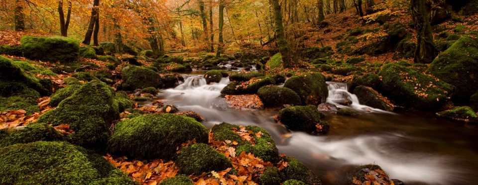 A panoramic image of a waterfall on Dartmoor.. - Swimstones